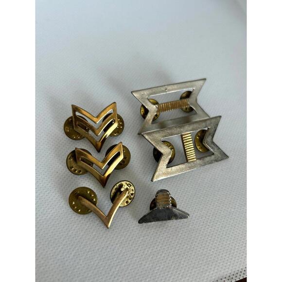 Other | Vintage Military Collar Insignia Lot Brass Silver Tone Rank ...